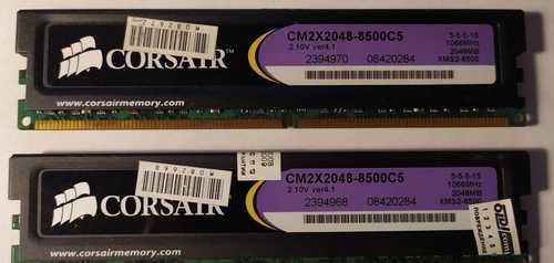 Оперативная память DDR2 Corsair XMS2 8500C5 2x2048