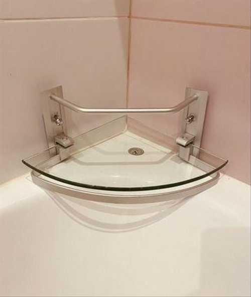 Полка угловая стеклянная для ванны