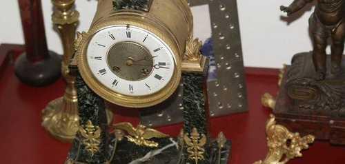 Часы каминные бронза мрамор Ампир Франция хiх век