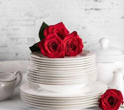 Набор тарелок «Бежевая роза» костяной фарфор