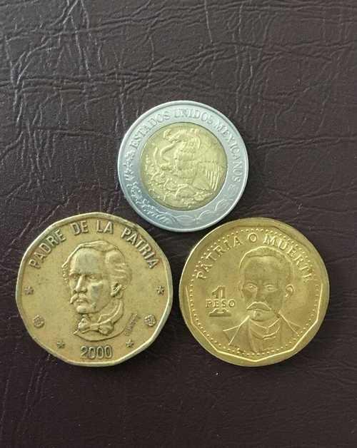 1 песо. Куба, Мексика, Доминикано
