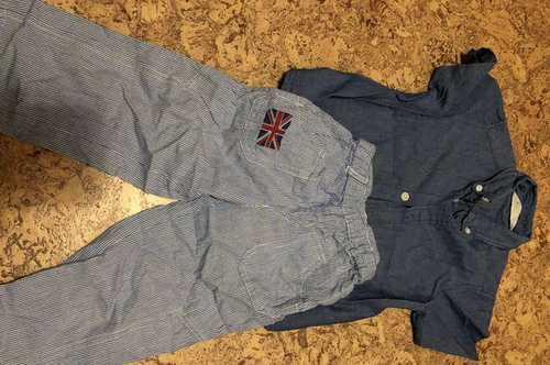 Брюки х/б и джинцовая рубашка 1-1,5 года