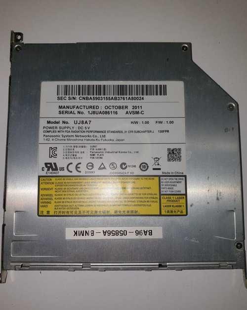 DVD привод SATA slim с щелевой загрузкой UJ8A7
