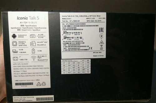 Планшет Acer Iconia Talk S A1-724 16 Гб синий