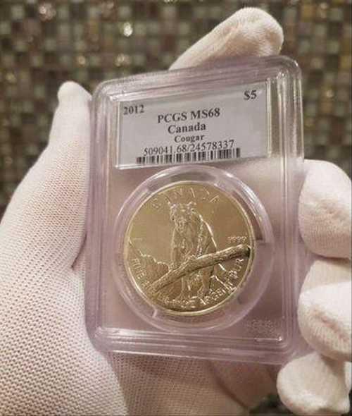 5 долларов 2012 Канада Ягуар слаб pcgs MS 68