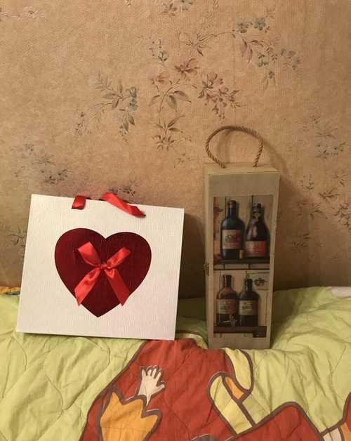 Набор коробка для вина подарочная\коробка сердце