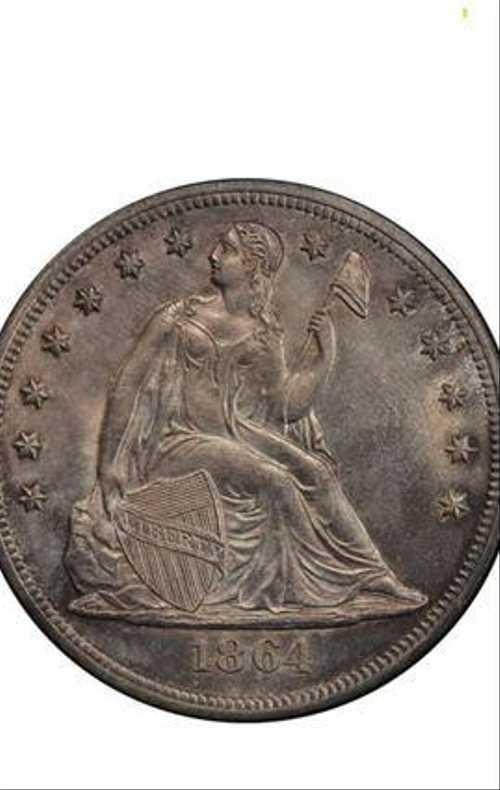 One Dol. 1864 liberty seated