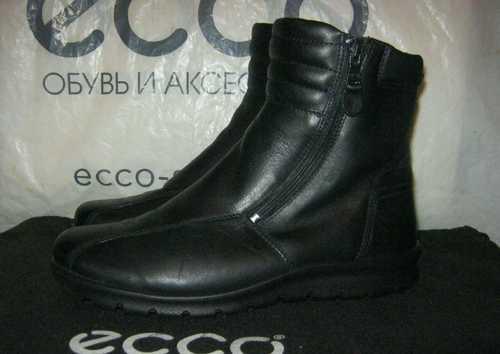 Ecco 37 сапоги ботинки на молниях кожаные