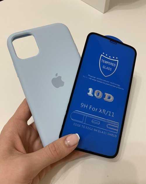 Silicon case на iPhone +стекло 10D