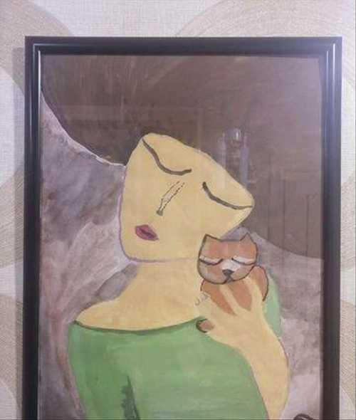 Картина "Дама с кошечкой"