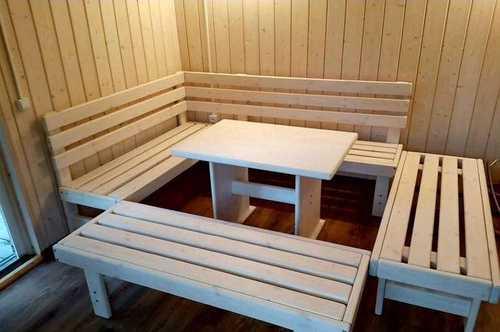 Набор мебели для бани скамейки стол уголок