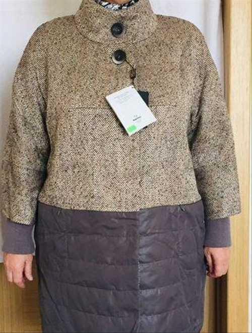 Пальто женское демисезонное комбинированное р-р 56