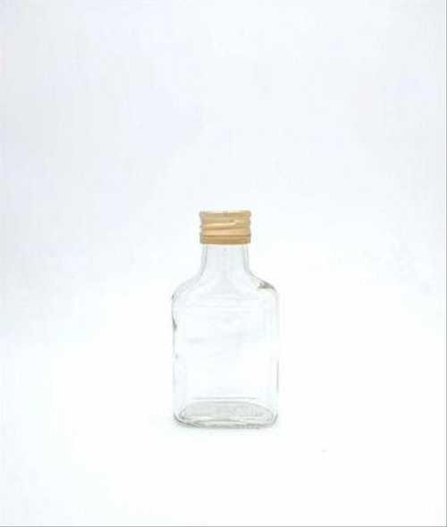 Бутылка стеклянная Фляжка с крышкой, 0.1л