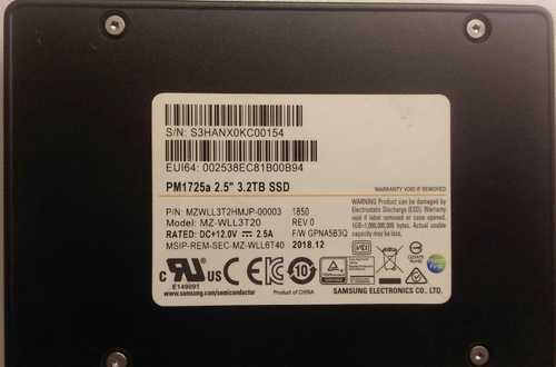 3.2Tb Samsung SSD PM1725a 2.5" PCIe mzwll3T2hmjp