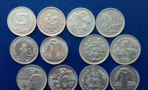 Монеты египта (5, 10 пиастров, юбилейные)
