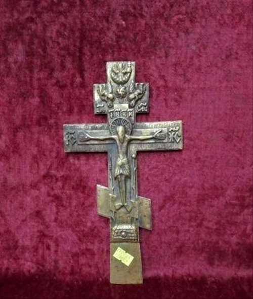 Большой Крест Распятие Христово Бронза 18 век