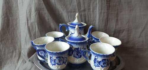 Чайный сервиз Гжель из 8 предметов,керамика