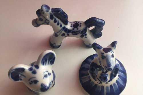 Фигурки из керамики мышка, лошадка