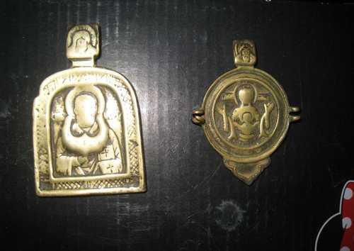 Икона старинная латунь