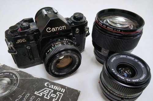 Canon A-1 FD + 85мм 1,2 L + 50мм 1,8 + 28мм 2,8