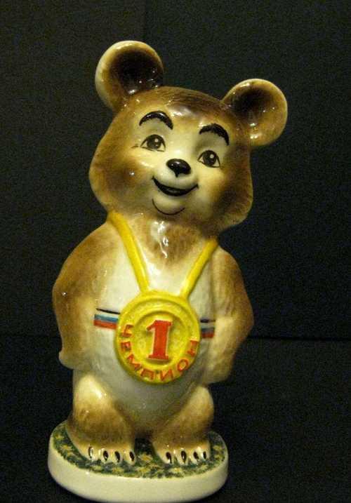 Редкий Олимпийский мишка "Чемпион" с медалью,15см