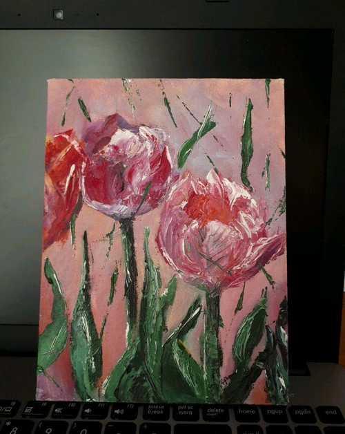 Картина. Тюльпаны. Холст. Масло