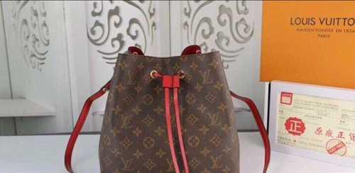 Сумка торба Louis Vuitton neo noe красная канвас
