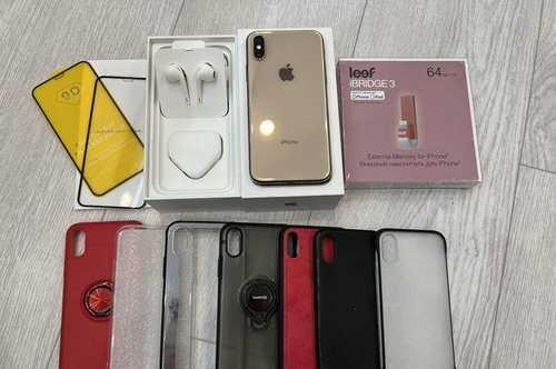 Телефон iPhone XS 64gb+ чехлы+флешка+стекла