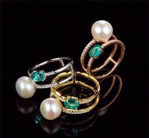 Кольцо apm Monaco жемчуг цирконы серебро