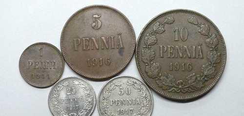 Русско - Финский набор монет 1 пенни - 50 пенни