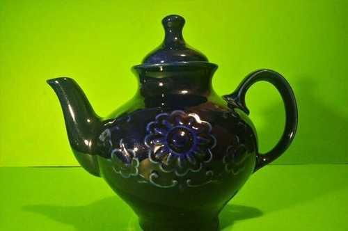 Чайник заварочный СССР синий кобальт, керамика