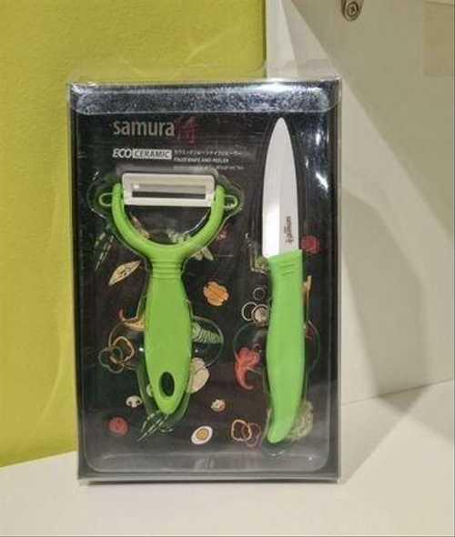 Нож керамический и офощечистка Samura eco ceramic