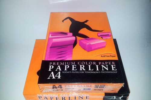 Бумага Paperline, А4, 160 г/м2, 250 л.Оранжевая