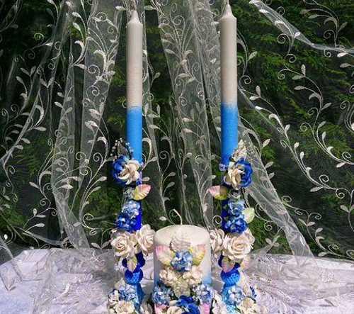 Свадебные свечи Лазоревое небо. На заказ