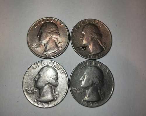 Quarter dollar liberty монеты 1965;1967;1970;1979