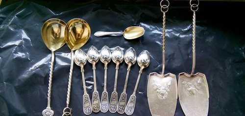 Серебряные ложки, лопатки посуда
