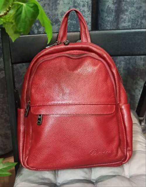Женский кожаный рюкзак W 198 Red new 31x28