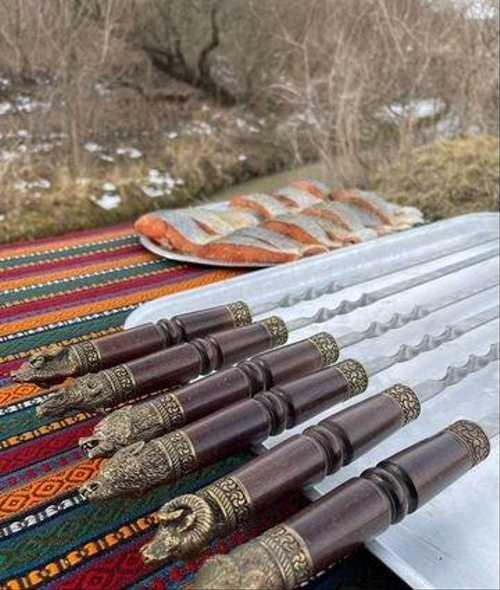 Набор шампуров (Премиум) с деревяной ручкой №24