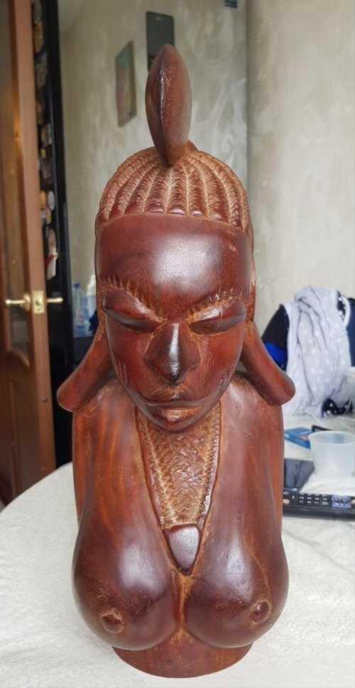 Африканская статуэтка, бюст девушки 1981 год