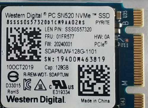 Диск SSD 128GB M.2 NVMe PCIe Western Digital