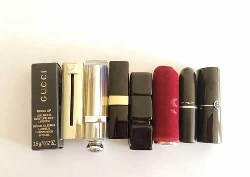 Помады Gucci, Dior, Guerlain, Chanel, Mac, Armani