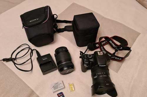 Зеркальный фотоаппарат Canon EOS 550D, 2 объектива