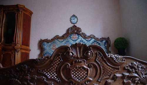 Старинная кровать рококо, Франция, 19 век, орех