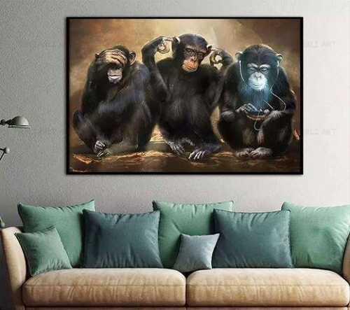 Картина на холсте Три обезьяны