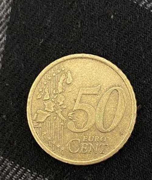 Монета 50 euro cent (2002)