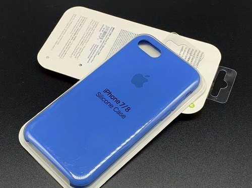 iPhone 7 8 Синий Силикон кейс с бархатом Чехол