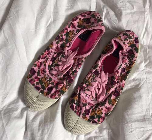 Розовые кеды в цветочек Bensimon