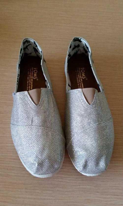 Эспадрильи Балетки TOMs серебрянные 39/40 (25,5см)