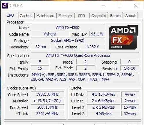 Amd fx 4300+ 8gb (2x4gb) (1600 MHz) +MSI MS-7641