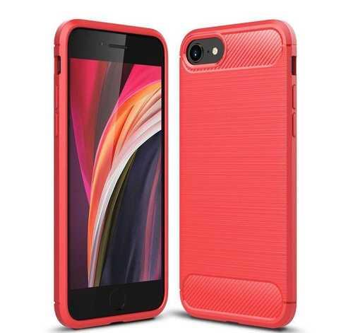 Чехол-накладка Carbon для iPhone SE (2020) красный
